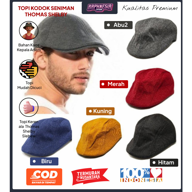 Jual Topi Pet Kodok Pria Wanita Premium Newsboy Cap, Topi Baret Seniman ...