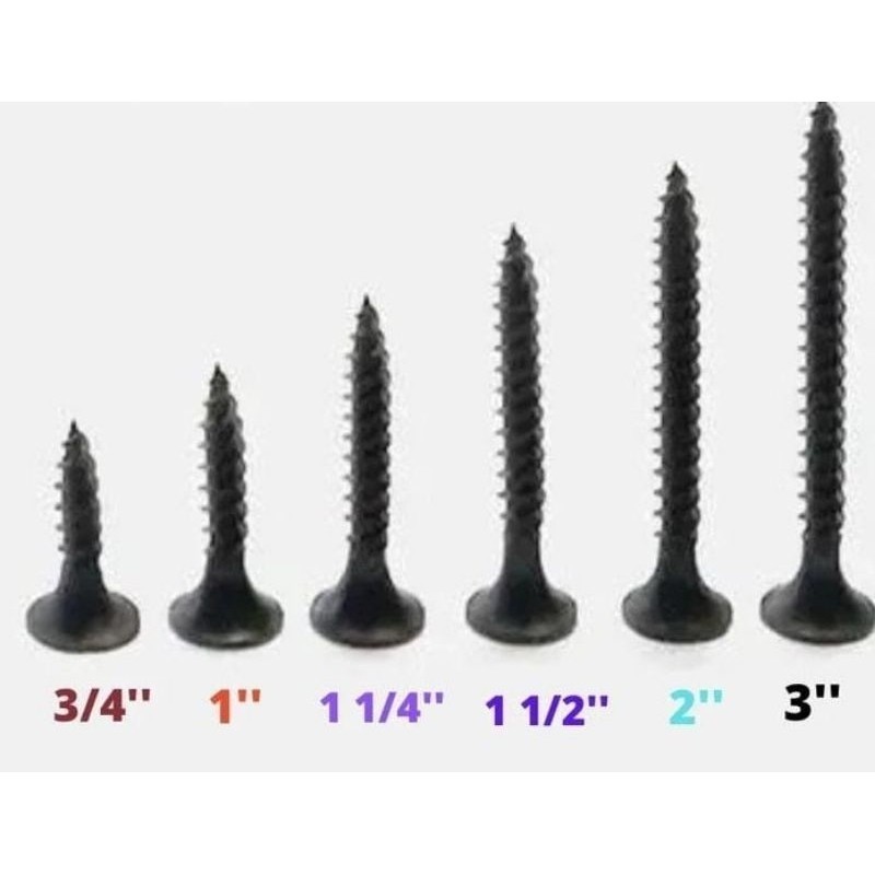 Jual Sekrup Gypsum Baja / Baut Skrup Kayu / Drywall Screw / Skrup Hitam (3/4") (1") (1 1/4") (1 ...