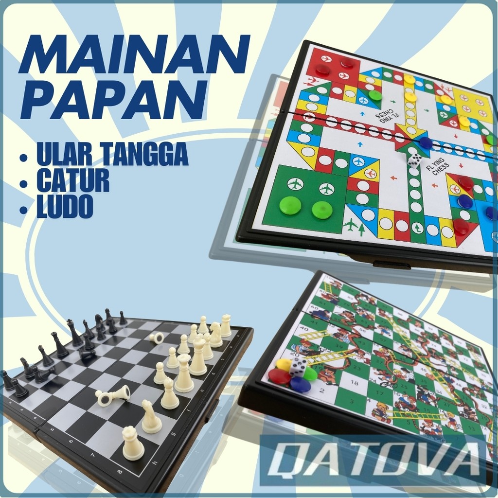 Jual QATOVA MAINAN PAPAN ULAR TANGGA BOARDGAME LUDO CATUR MAGNET BOARD ...