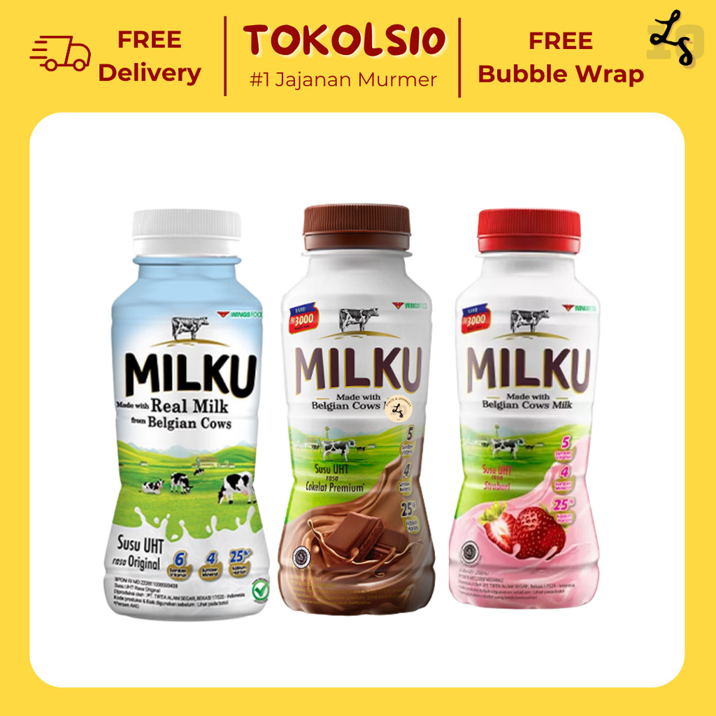 Jual Milku Susu Original/Cokelat/Stroberi 200ml | Shopee Indonesia