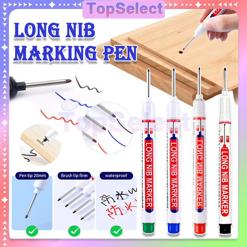 Jual Long Nib Marking Pen (Merah / Hitam / Biru / Putih)/Spidol Kepala ...