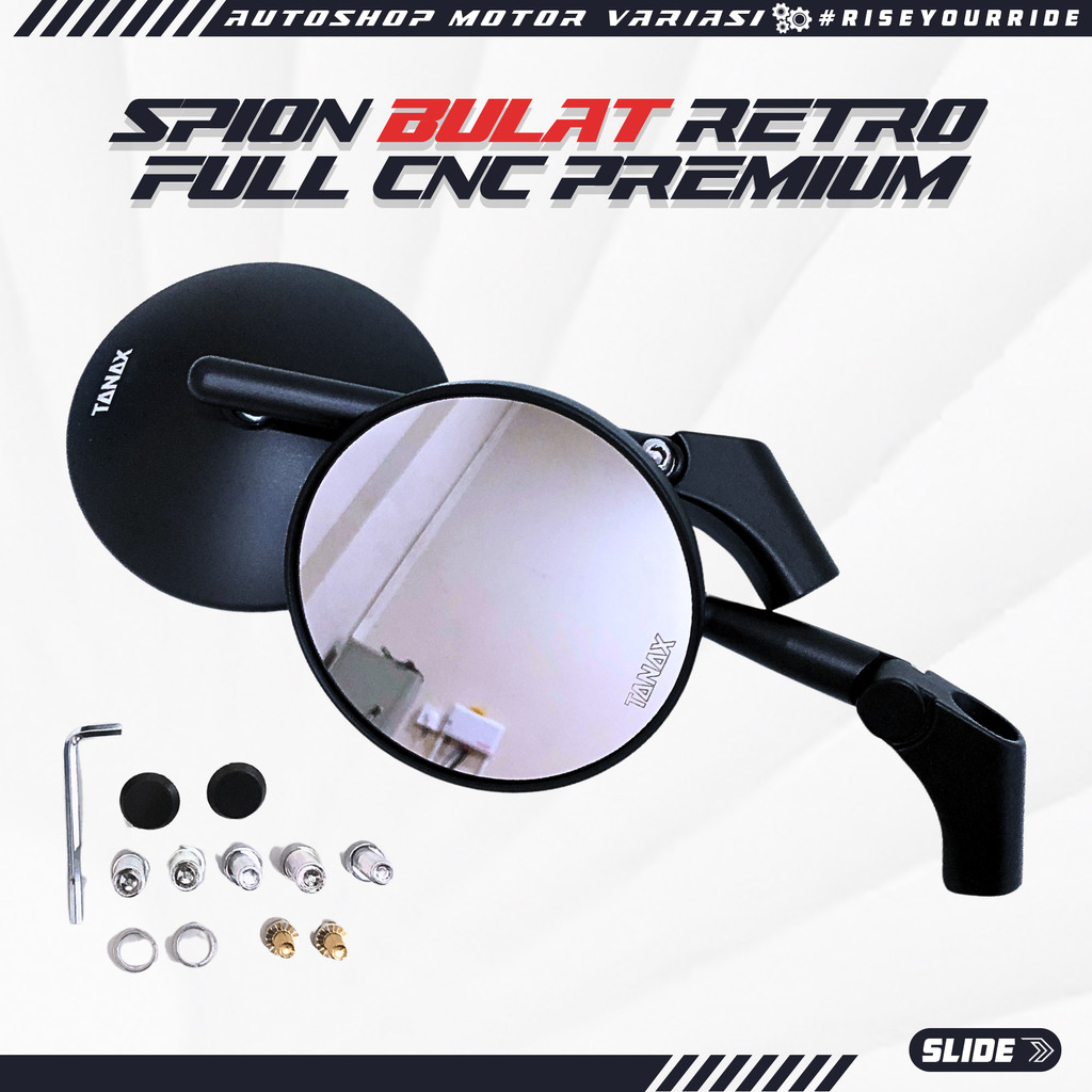 Jual Spion BULAT JAPSTYLE BOBBER FULL CNC FLEKSIBEL BLACK SERIES Kaca ...