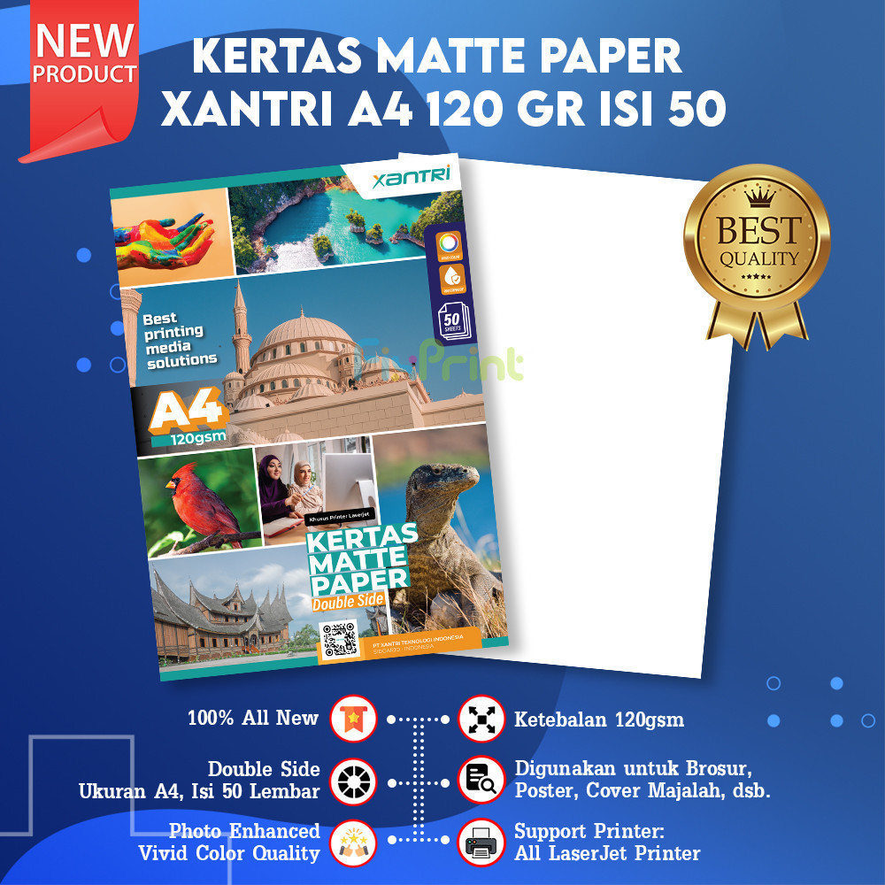 Jual Kertas Matte Double Side Premium A4 120 gsm 50 lb Photo Paper Mate ...