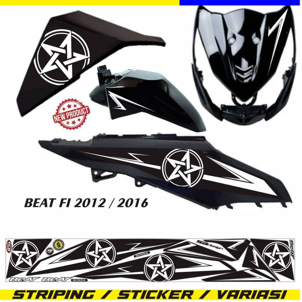 Jual STRIPING BEAT FI / VARIASI LIS SETIKER HOMDA BEAT PGM FI MOTIF LIS ...