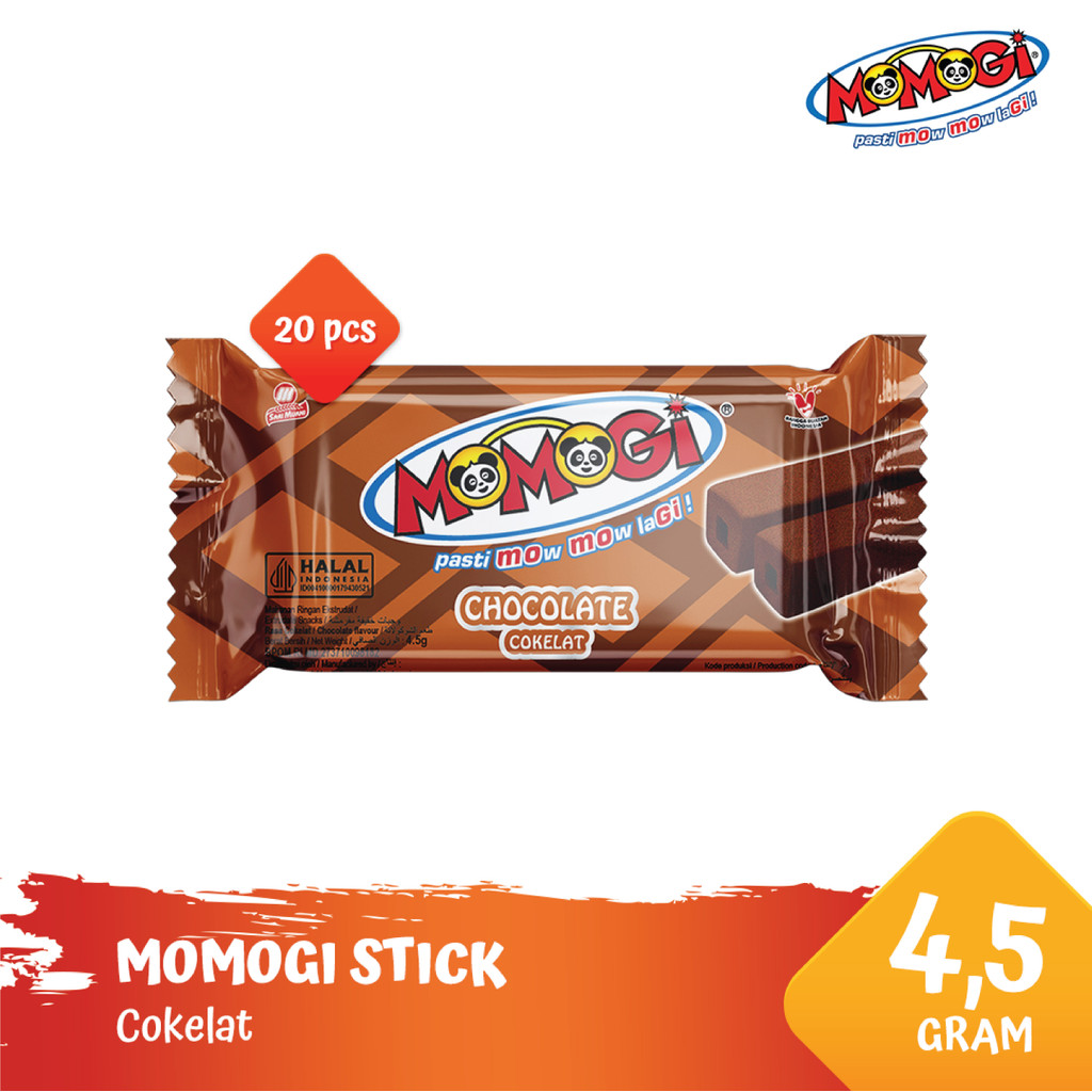 Jual Momogi Stick Snack Makanan Ringan 4.5gr - Cokelat [1 Box 20 Pcs ...