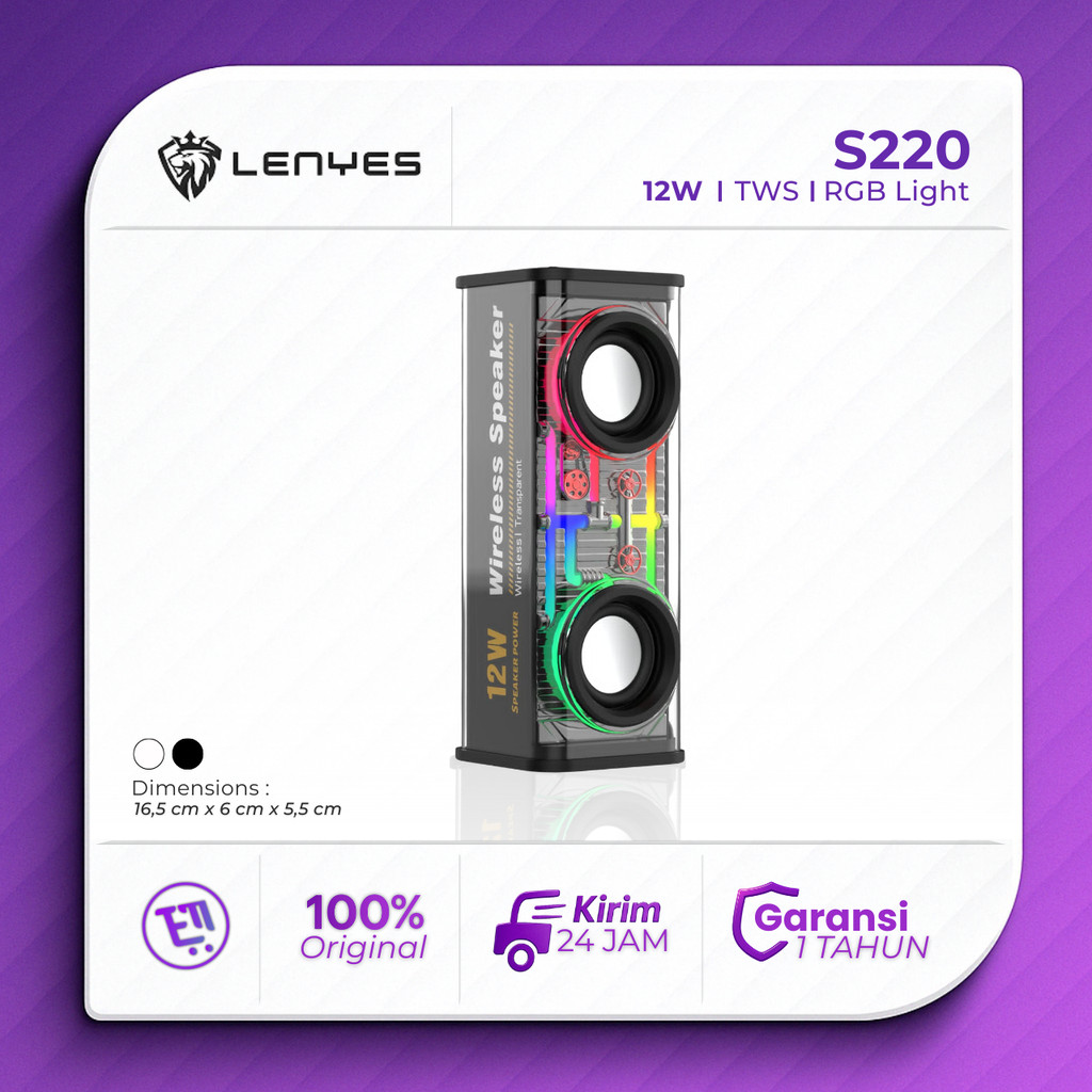 Jual LENYES S220 Speaker Bluetooth 5.3 TWS 12W RGB Light Bass Stereo ...