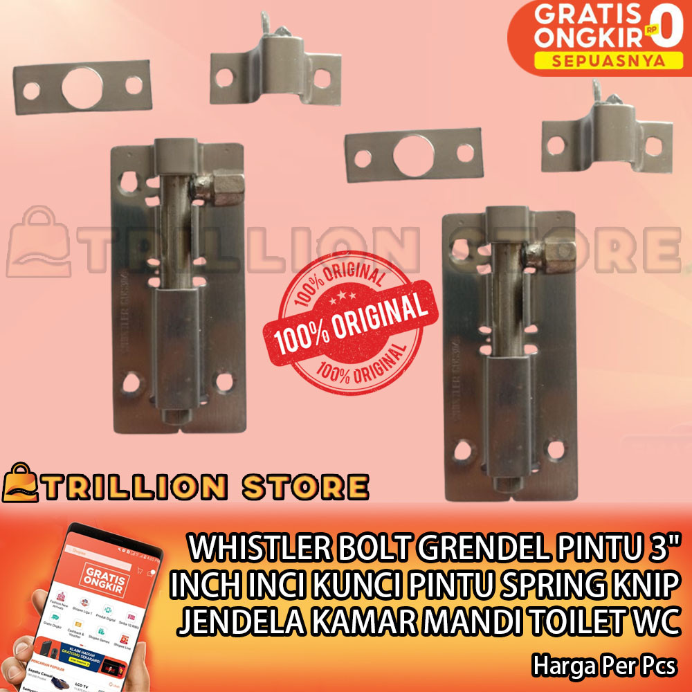 Jual Whistler Kunci Pintu Slot Selot Rumah Bolt Grendel Pintu 3" Inch ...