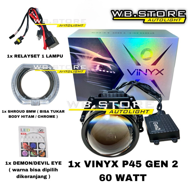 Jual PAKET LENGKAP Biled VINYX P45 55 watt 3 inch PURPLE LENS Lampu ...