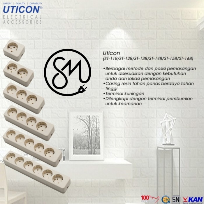 Jual Stop Kontak Uticon Terminal Kuningan 1 2 3 4 5 6 lubang Arde | Shopee Indonesia