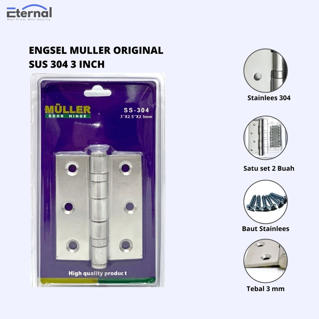Jual Engsel MULLER Stainless Steel SS-304 Original - 3 Inch (7,6 cm ...