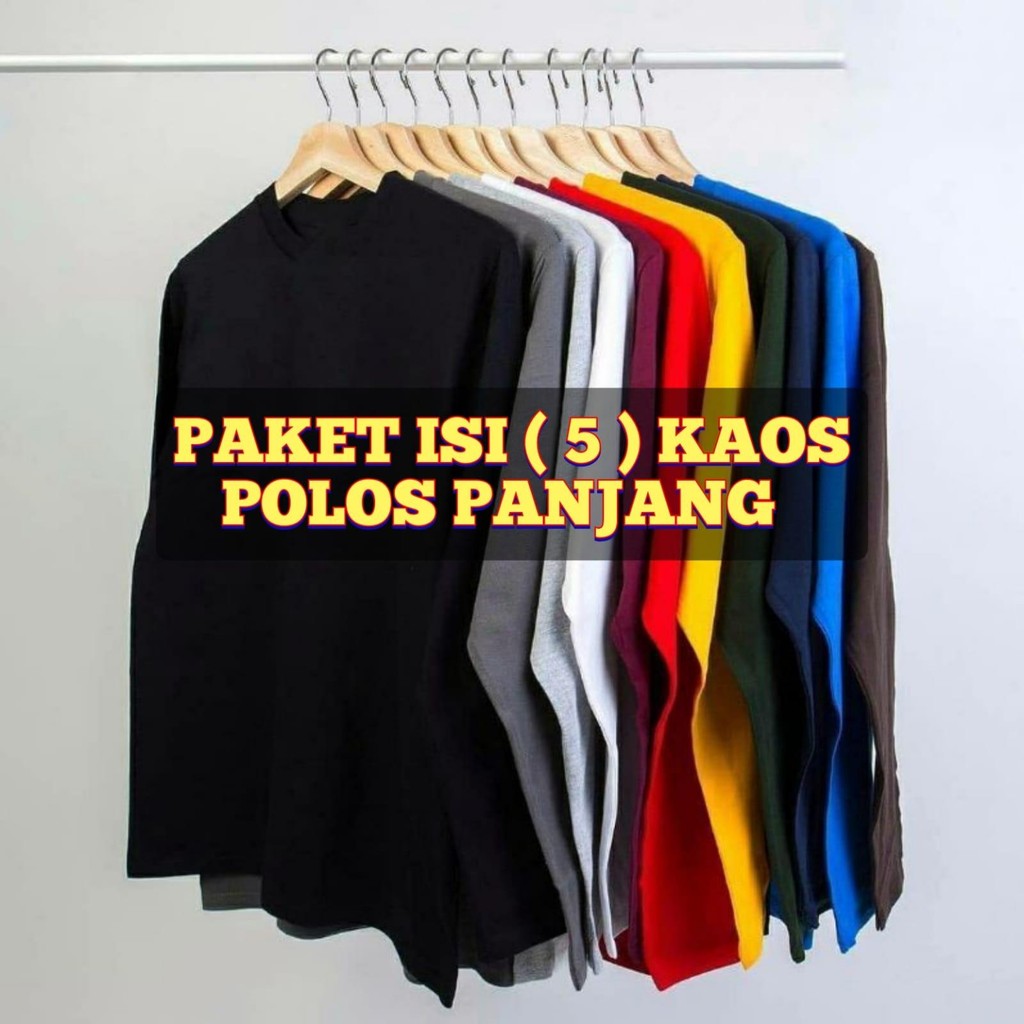 Jual PAKET ( ISI 5 ) KAOS POLOS LENGAN PANJANG | Shopee Indonesia Jual PAKET ( ISI 5 ) KAOS POLOS LENGAN PANJANG | Shopee Indonesia