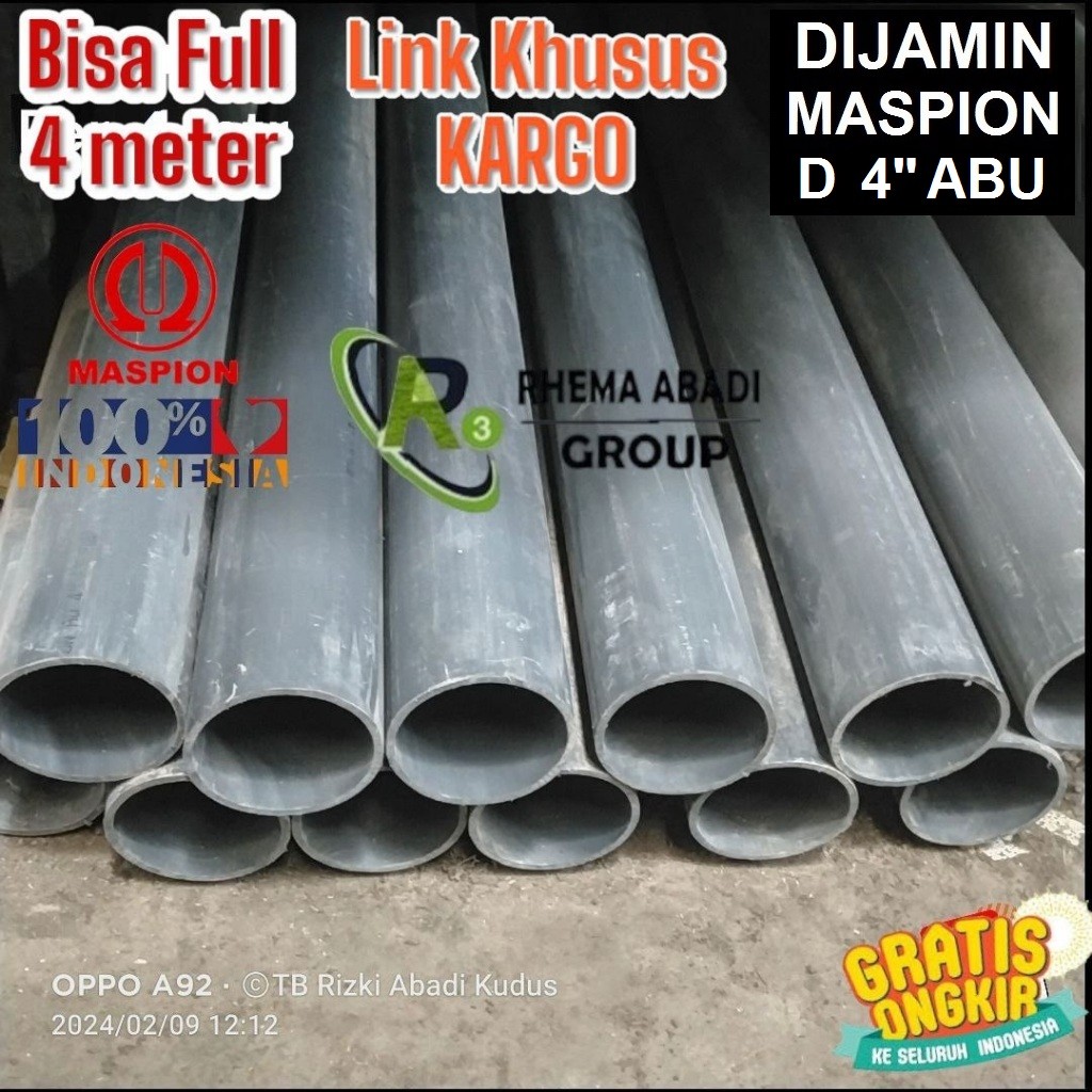 Jual Pralon Pvc Pipa Air MASPION D ABU 4" inch (114 mm) Paralon ...