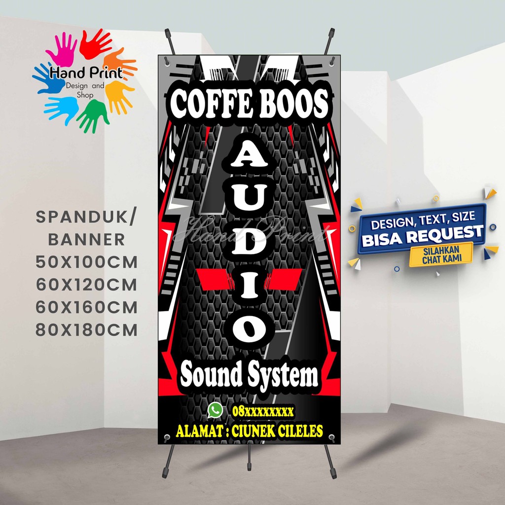 Jual Cetak Spanduk Banner Audio Sound System Hitam Merah MMT Spanduk ...