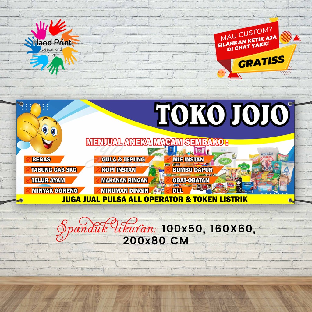 Jual Cetak Spanduk Banner Toko Sembako Murah MMT Spanduk Custom 200x80 ...