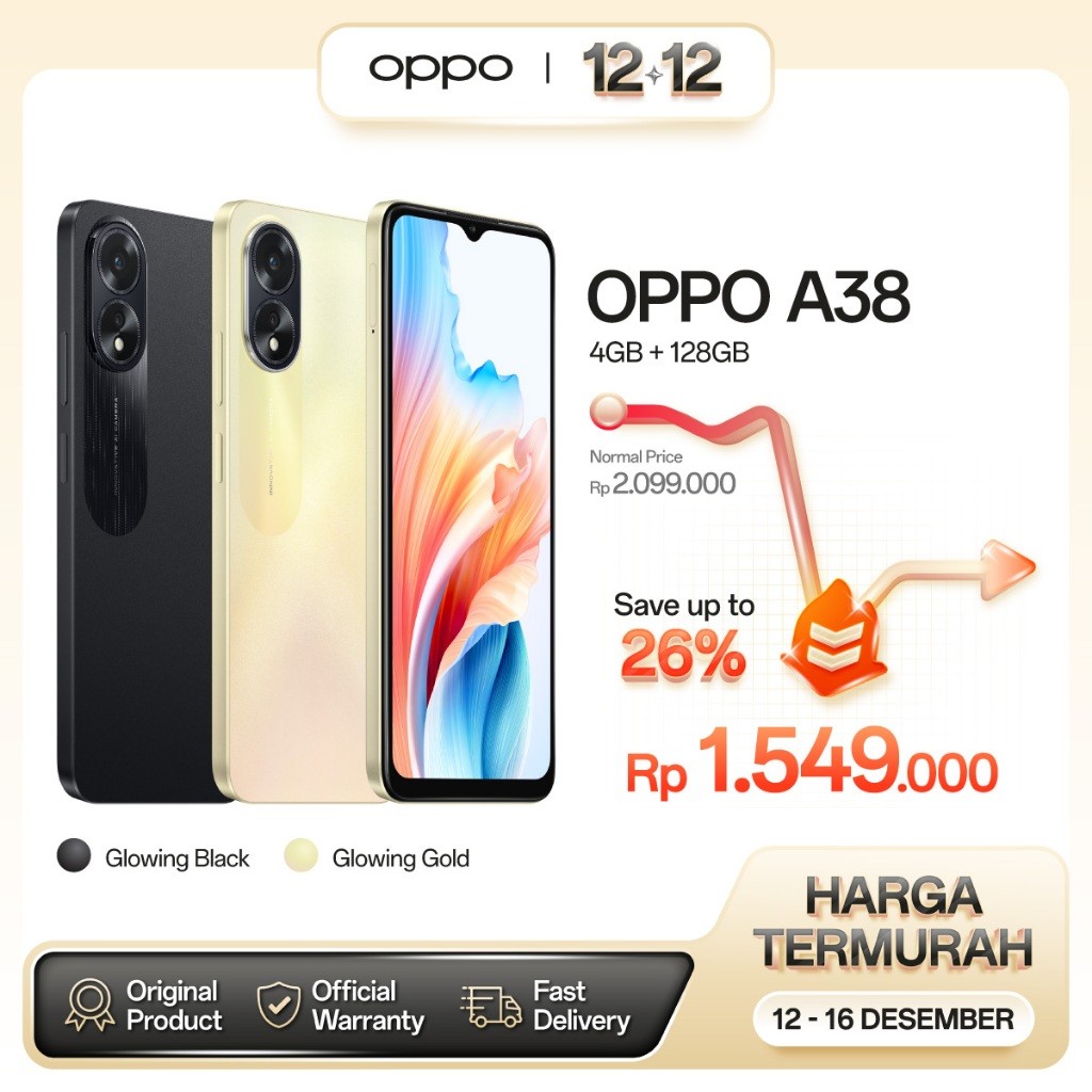 Jual [NEW] OPPO A38 4/128GB & 6/128GB [5000mAh SUPERVOOC 33W, 90Hz ...