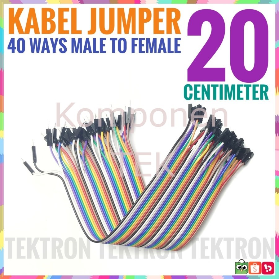Jual Kabel Jumper MALE to FEMALE 40 Ways 20cm Cablr Arduino 40P 40pcs ...