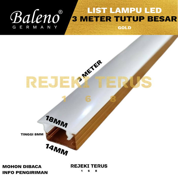 Jual List Lampu LED Tutup Besar GOLD / Rumah Strip Cover Casing Lis ...