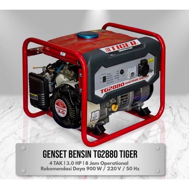 Jual GENSET TIGER GENERATOR LISTRIK TIGER TG2880 1000WATT | Shopee ...