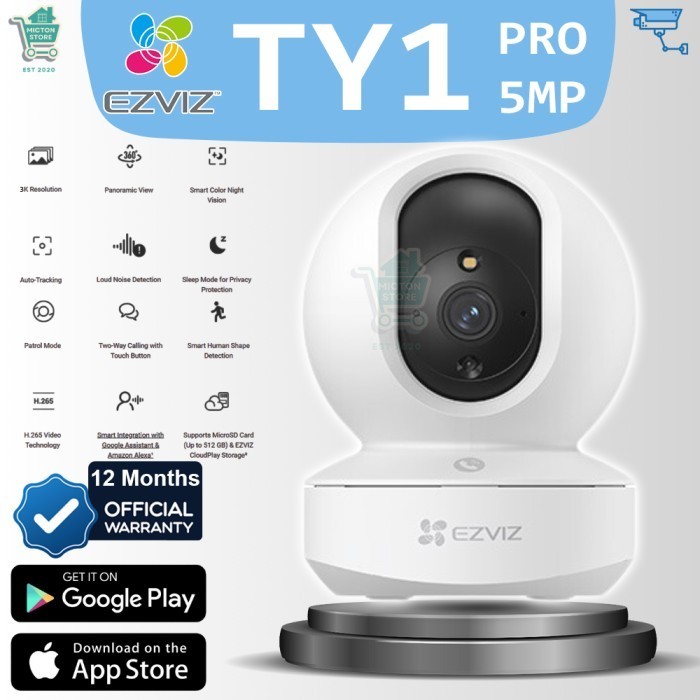 Jual LUXTON EZVIZ TY1 PRO 5MP 3K Resolution CCTV WiFi IP Camera Pan and ...