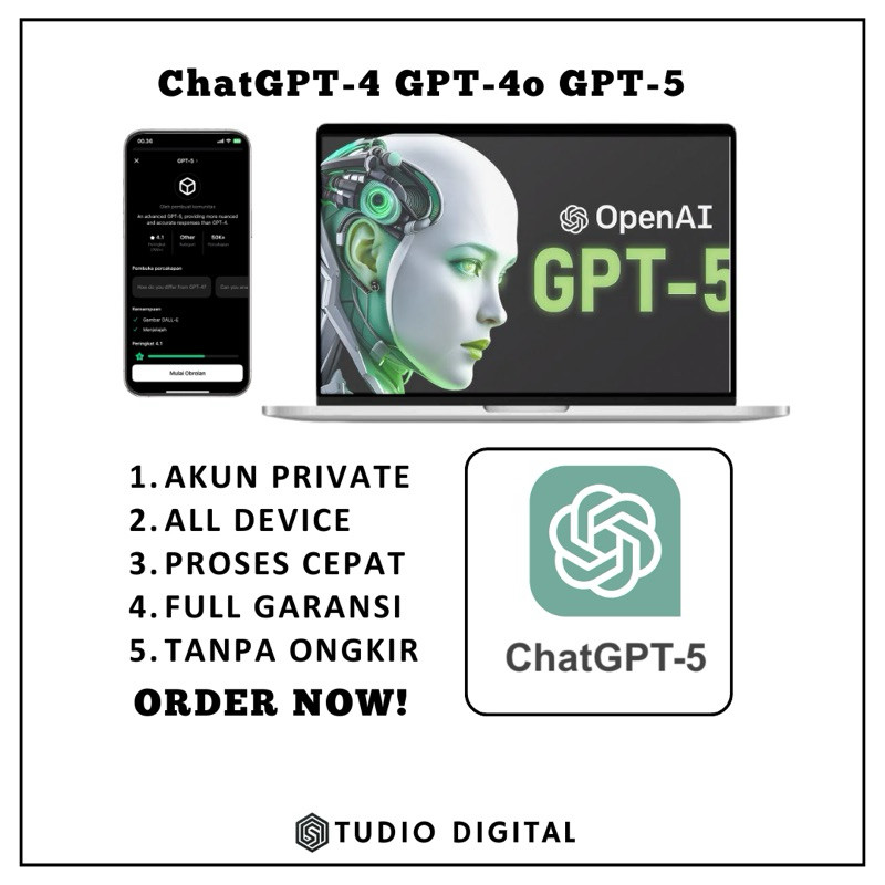 Jual ChatGPT4 Plus+ PREMIUM ChatGPT4o ChatGPT Pro OpenAi 1 bulan garansi | Shopee Indonesia