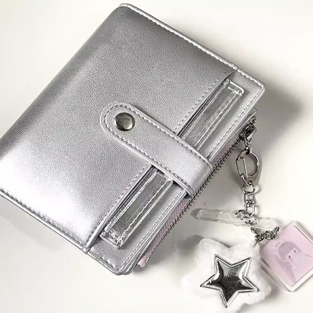 Jual Silver Soft Leather Small Notebook Student Binder M5 Notepad Girls ...