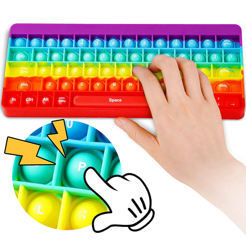 Jual Rainbow Sensory Fidget Toys Keyboard Push Game Kids Anxiety Stress ...