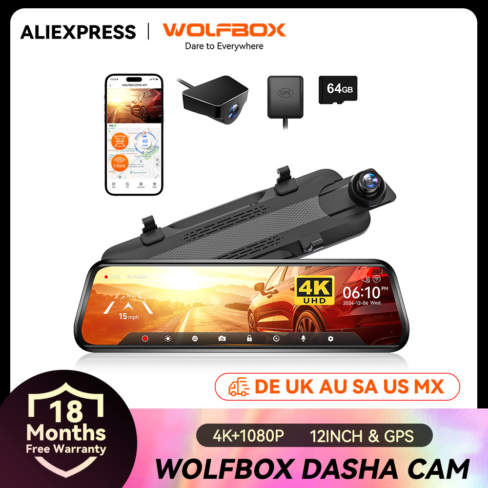 Jual WOLFBOX G930 10 Inch Wifi Dash Camera 4K Car DVR FOV 140 Mirror ...