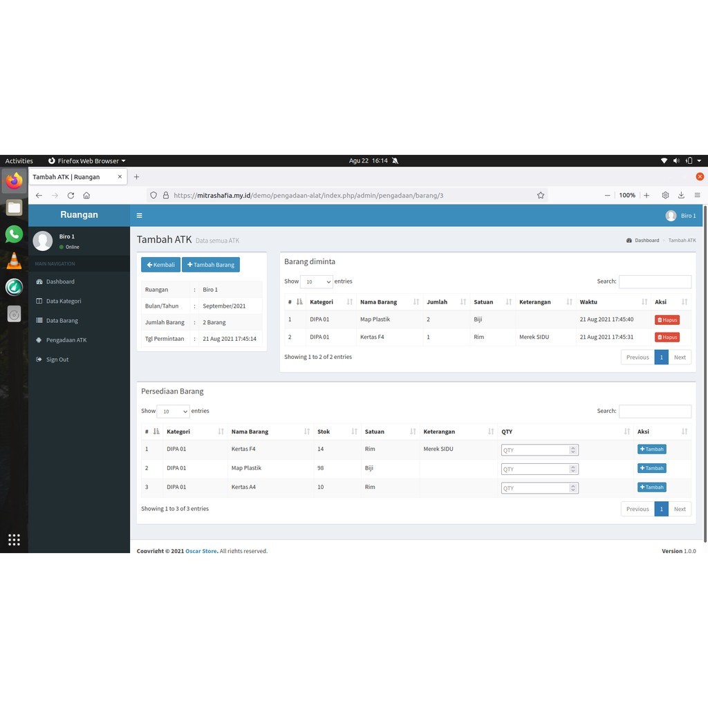 Jual Aplikasi Pengadaan Alat/Pengajuan ATK Sederhana Berbasis Website Dengan Framework ...