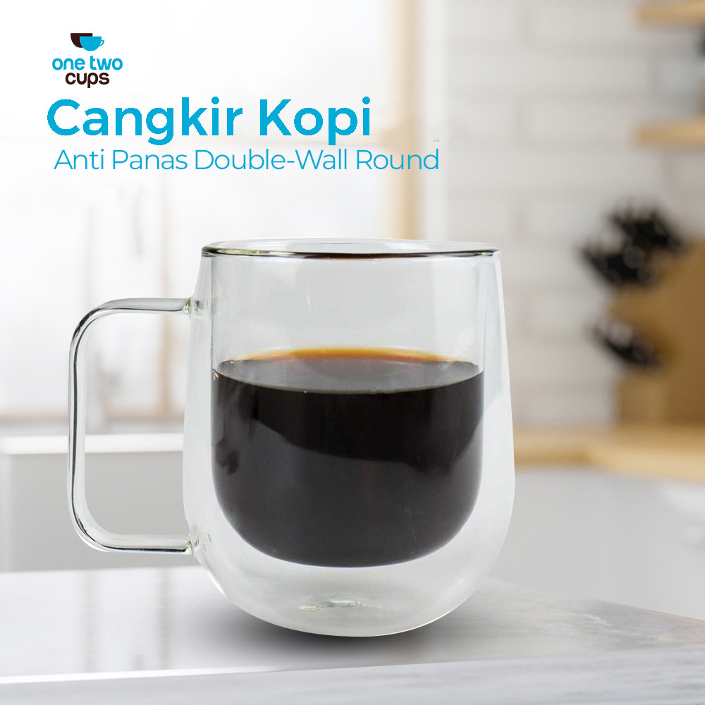 Jual One Two Cups Cangkir Kopi Kaca Tahan Panas Double Wall Cup 250ml | Shopee Indonesia