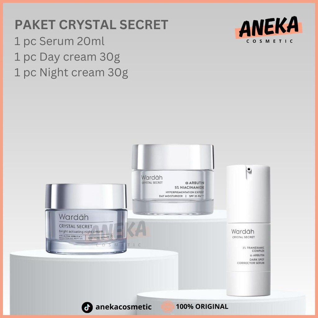 Jual Paket Wardah Crystal Secret Serum, Day & Night Moisturizer ...