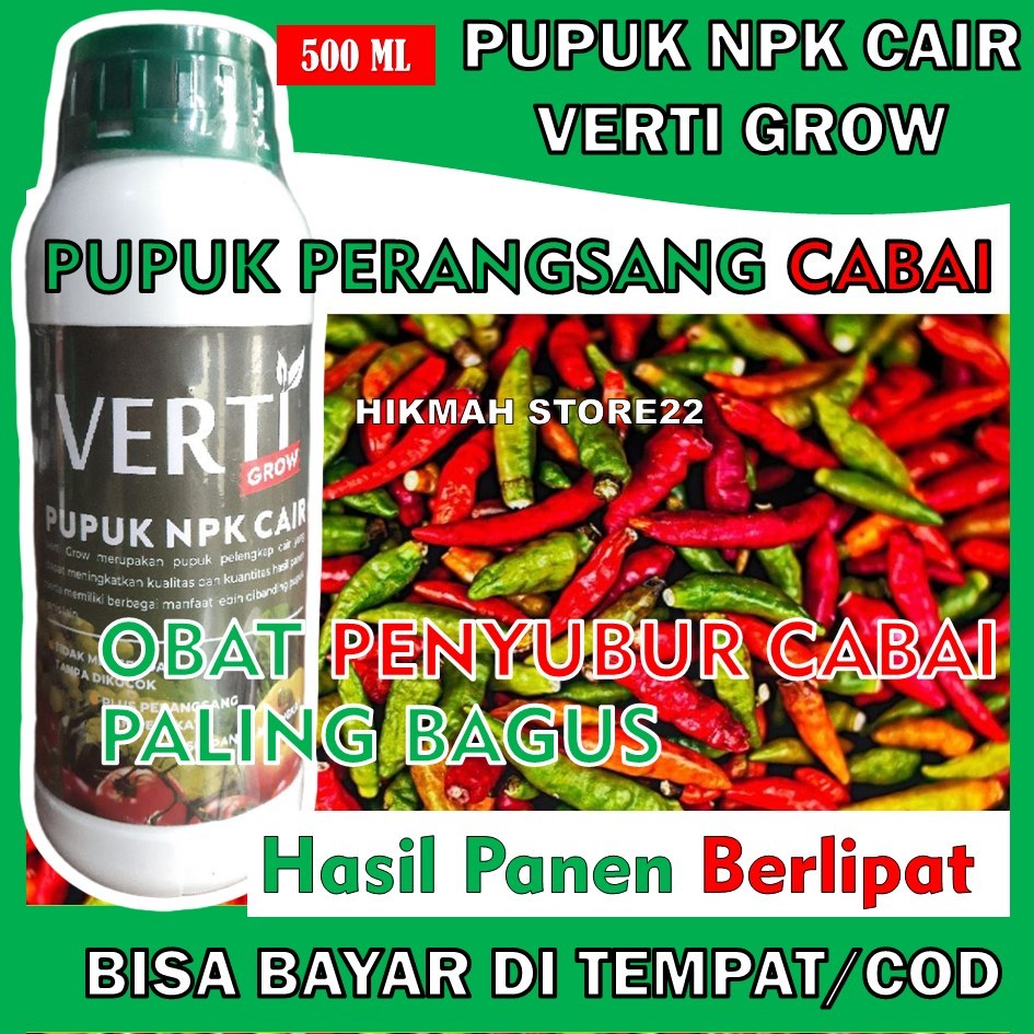 Jual pupuk npk cair verti grow 500 ml pupuk semprot pelebat tanaman cabai - pupuk perangsang ...