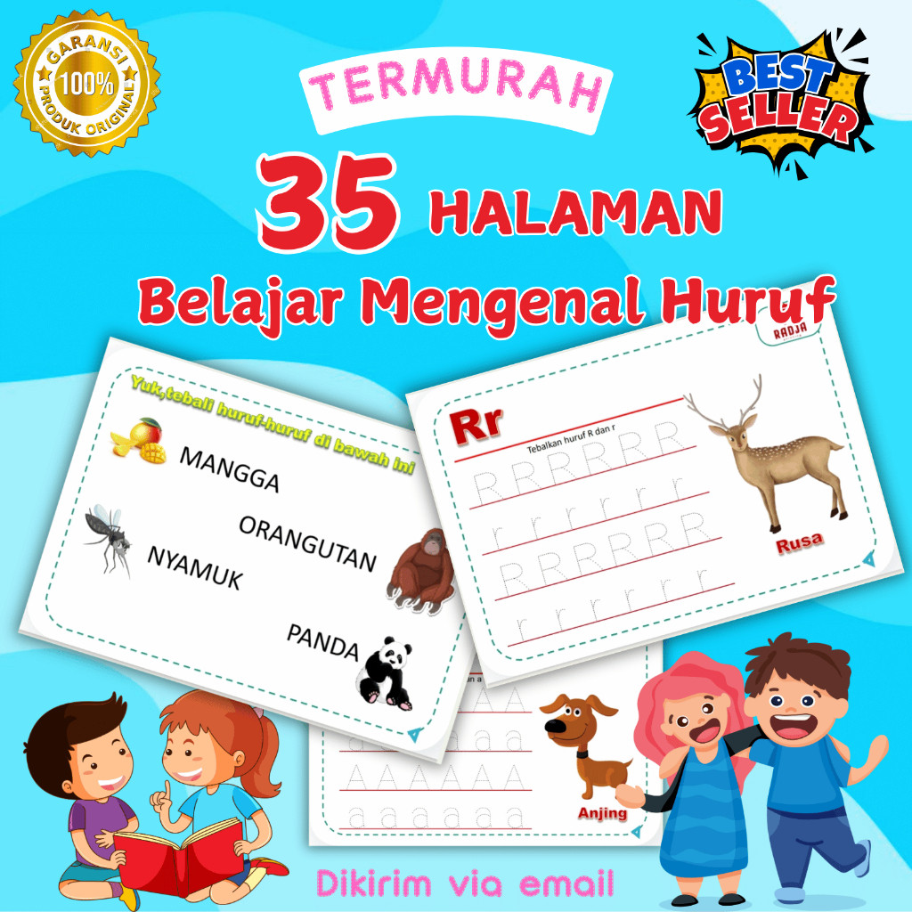 Jual (D3) 35 Halaman Mengenal Huruf TK-PAUD Siap Print - Worksheet ...