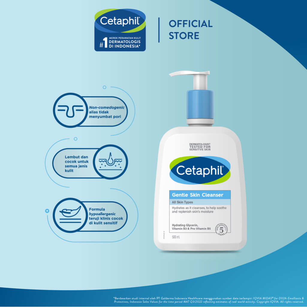 Jual Cetaphil Gentle Skin Cleanser 500ml dengan Niacinamide, Glycerin ...
