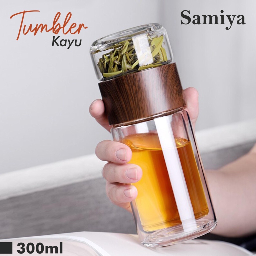 Jual tumbler teapot infuser wooden handle / tea pot infuse water botol ...