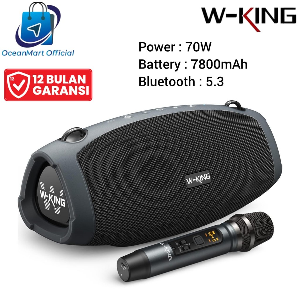 Jual Speaker Bluetooth Super Bass Karaoke WKING D10+ 1 Mic Wireless ...