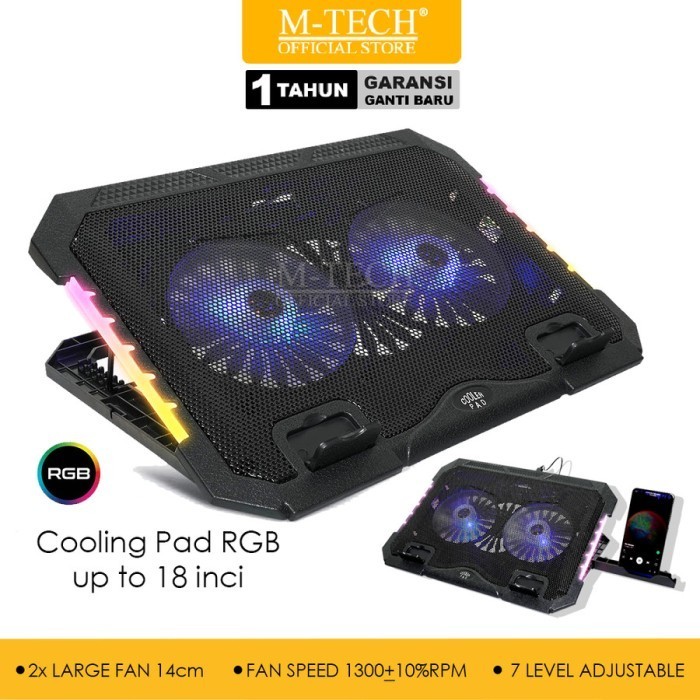 Jual Colling - MTech S900 Cooling Pad Laptop 14" max 18" Fan Laptop RGB ...