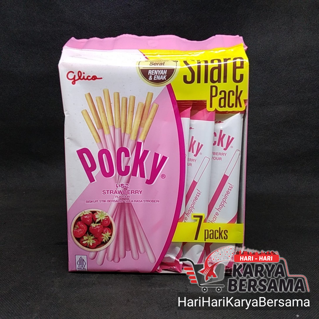 Jual MAKANAN RINGAN BISKUIT GLICO POCKY SHARE PACK STRAWBERRY FLAVOUR ...