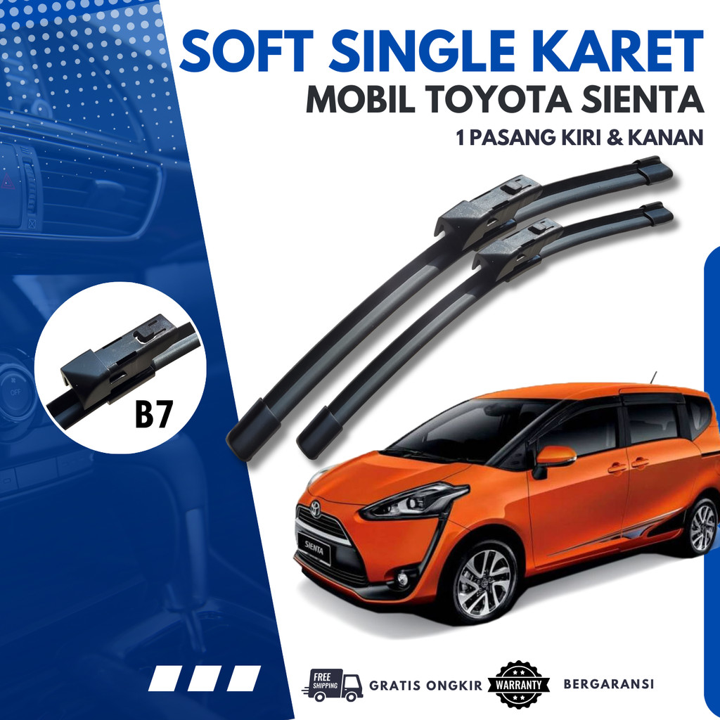 Jual Wiper Soft Toyota Sienta Frameless Model Karet Single Blade 1 Set ...