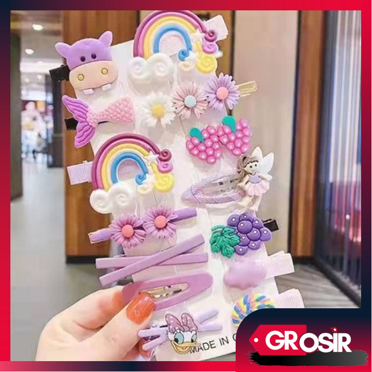 Jual Grosir F5386 Jepit Rambut Set 14 in 1 / Jepit Rambut Anak Model ...