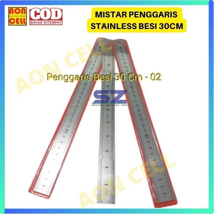 Jual penggaris besi mistar stainless 30cm 30 cm garisan stainless | Shopee Indonesia