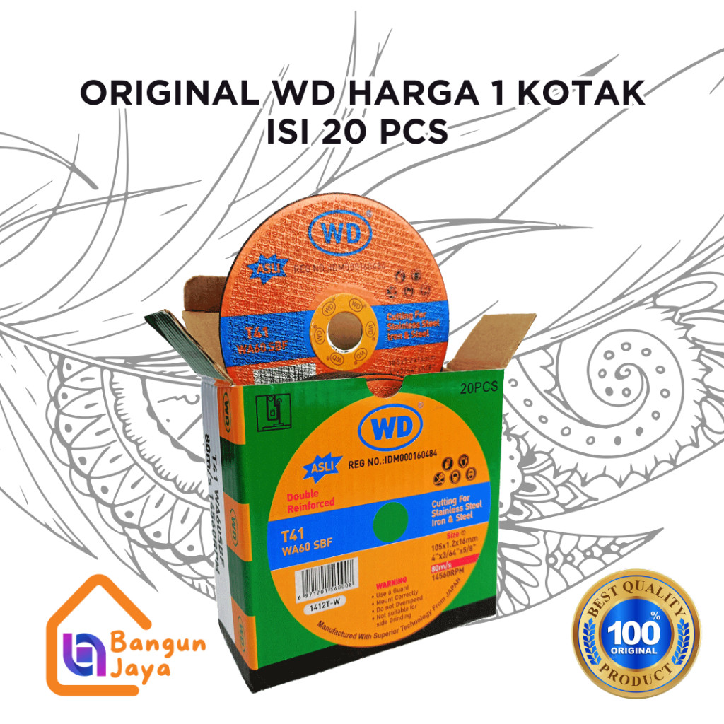 Jual HARGA 1 KOTAK Original WD Batu Potong Cutting Wheel 4 inch - untuk ...
