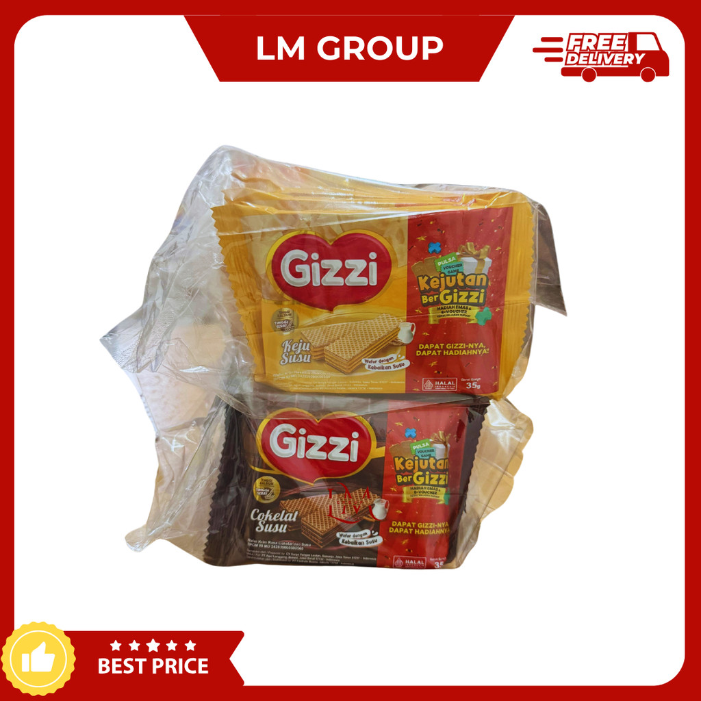 Jual Gizzi Wafer 2000 Rasa Keju Susu/Cokelat Susu 1 Pack isi 10 pcs 35gr LM Snack Grosir ...