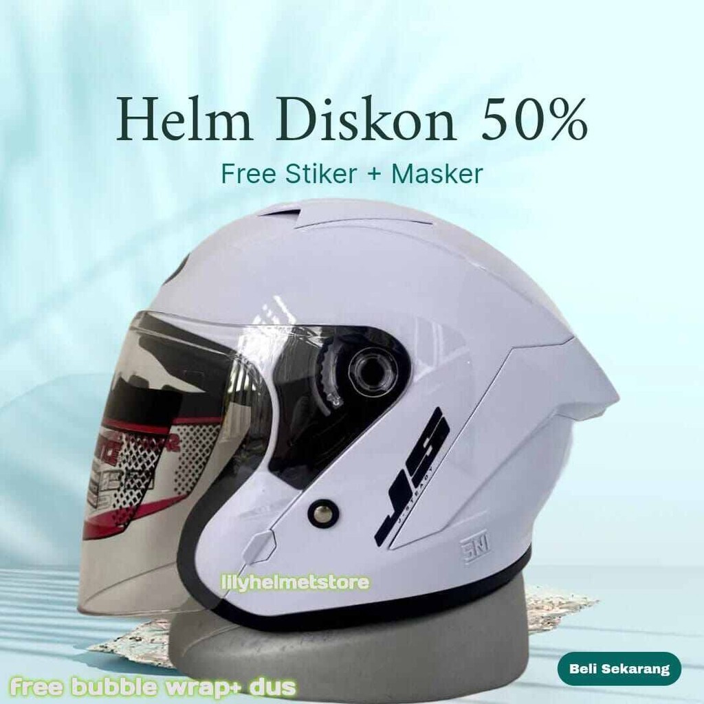 Jual Ale Helm Store Helm Half Face j5 Sni Visor Bening Pria Wanita Dewasa Helmet Paket Ganteng ...