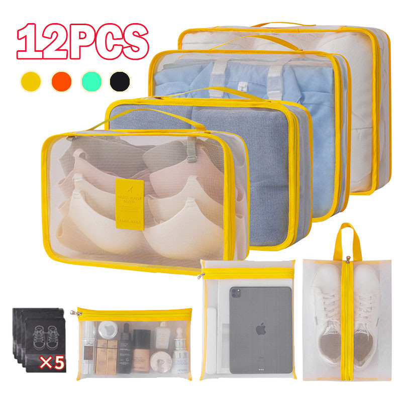 Jual 12PCS Tas Travel Organizer Bag Pouch Set plastik vacuum baju Tas ...