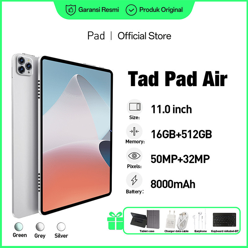 Jual [Tablet 2024 baru ori COD】Tablet murah Android TAD Pad Air layar 11.0 inch RAM 16GB ROM ...