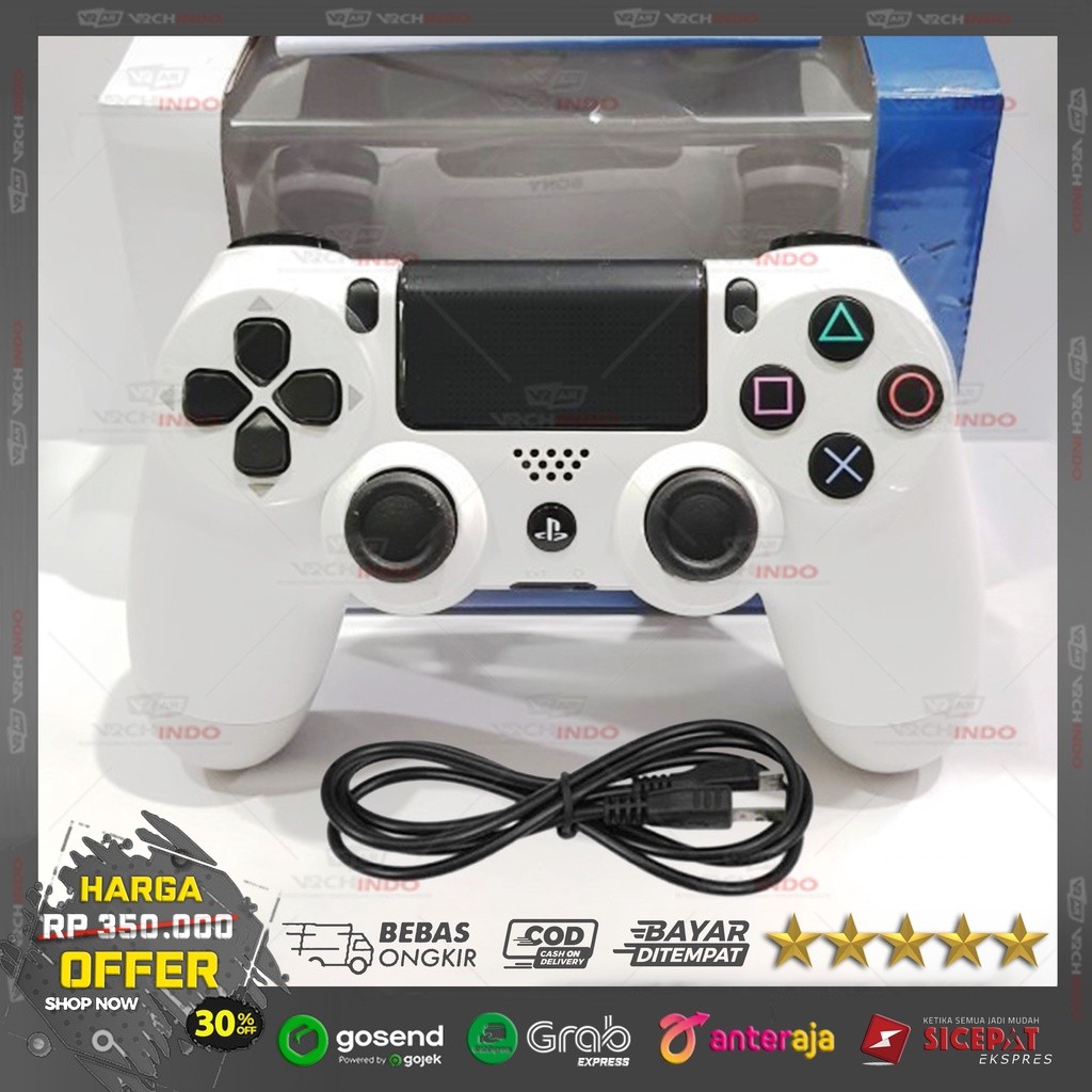 Jual Stik Gamepad Wireless PS4 / DS4 Original With BOX - Joystick PS4 Putih With USB Charger ...