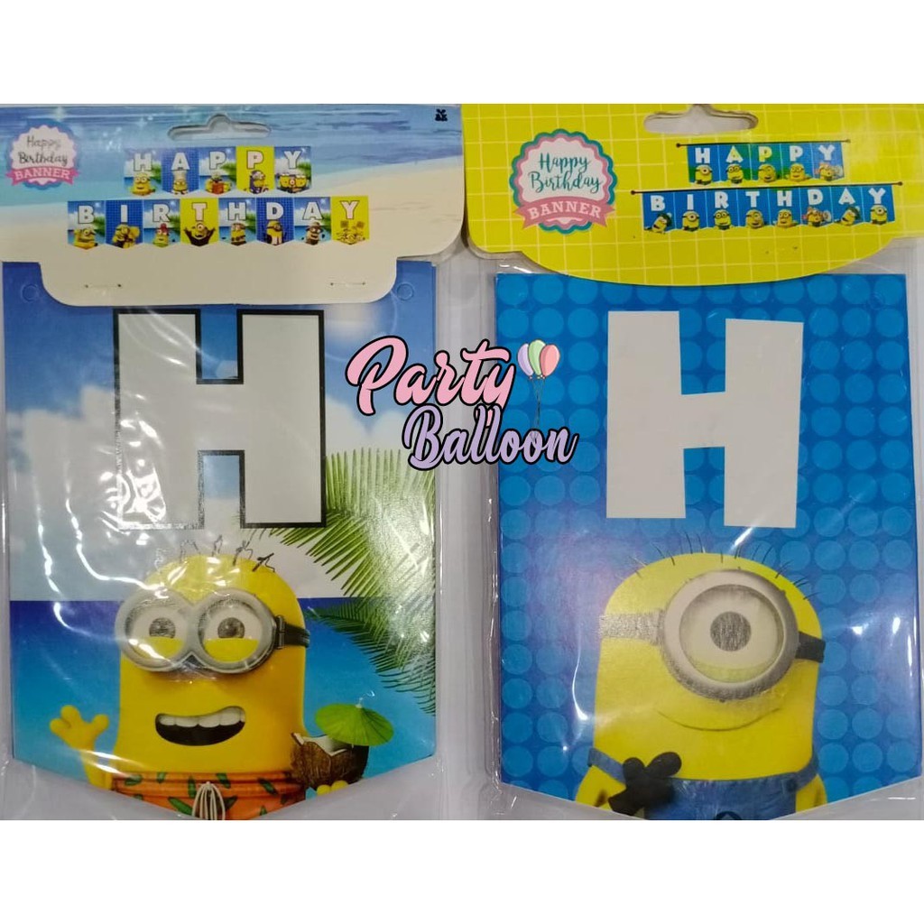 Jual Banner Happy Birthday Minion Bunting Flag Karakter Tulisan Ulang ...