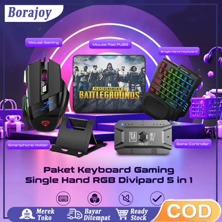Jual Paket Keyboard Gaming Single Hand RGB 5in1 - Keyboard Gaming ...