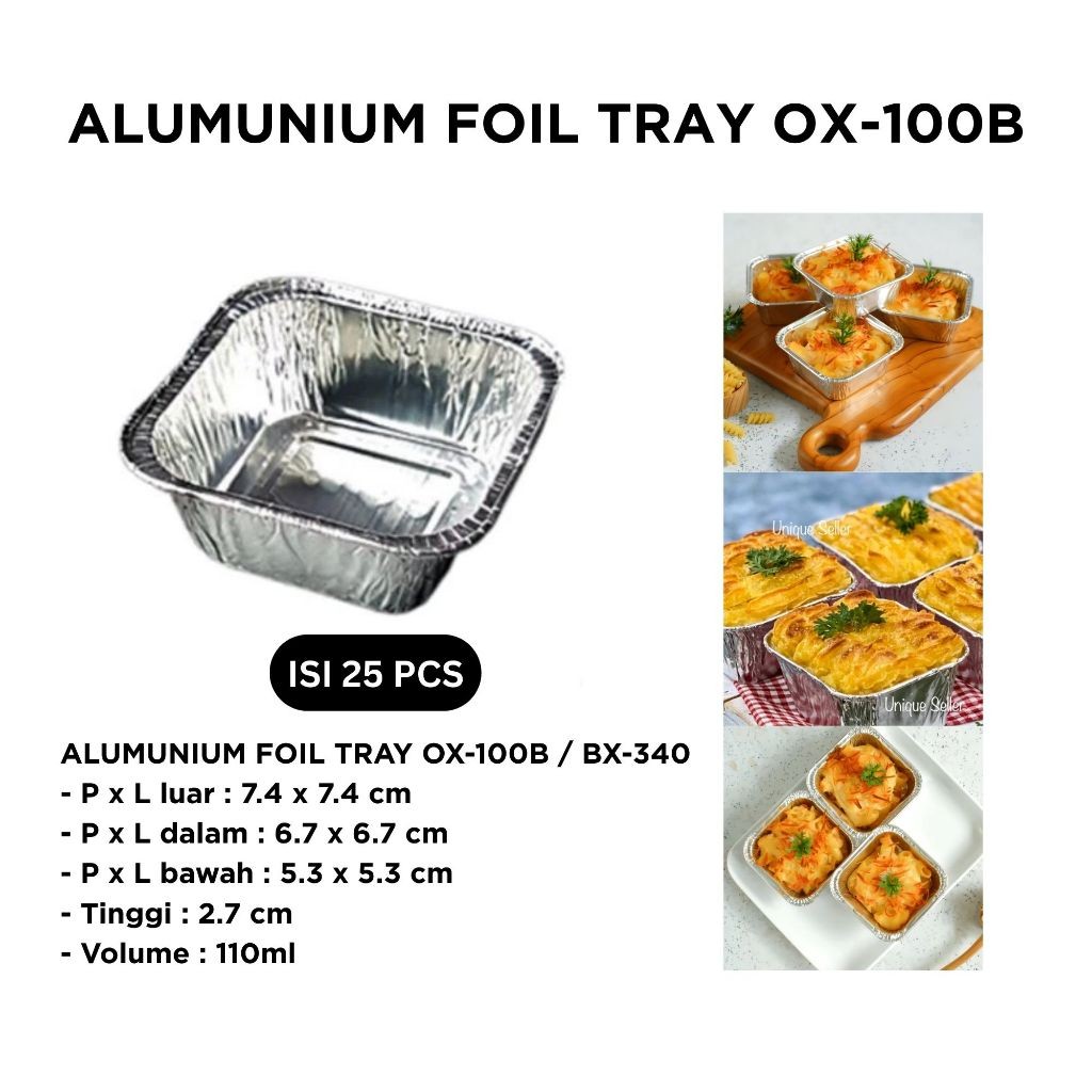 Jual pekanbaru / 25 Pcs Alumunium Foil Tray OX 100 Kemasan Dimsum Mentai Lasagna Macaroni ...