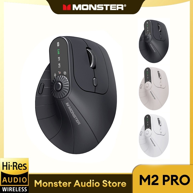 Jual Monster M2 MAX Wireless Bluetooth Vertical Ergonomic Mouse Tri-Mode 2.4G+BT Six Dpi Switch ...